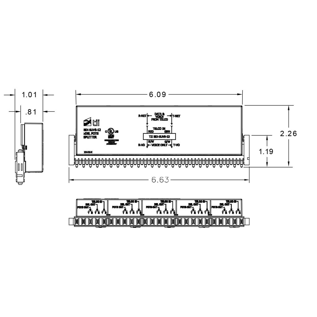 BIX-5UVS-12 – 5 Pair xDSL POTS Splitter with 25 Pair BIX Distribution ...
